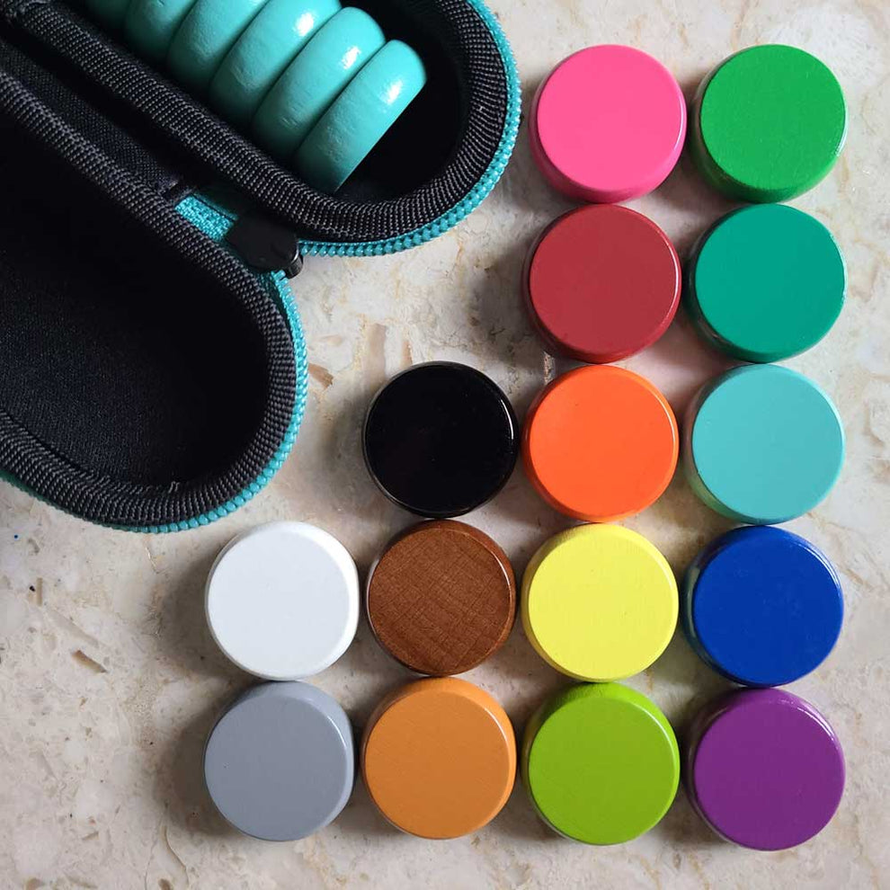 13 Premium Glazed Wooden Crokinole Discs with Storage Case ...