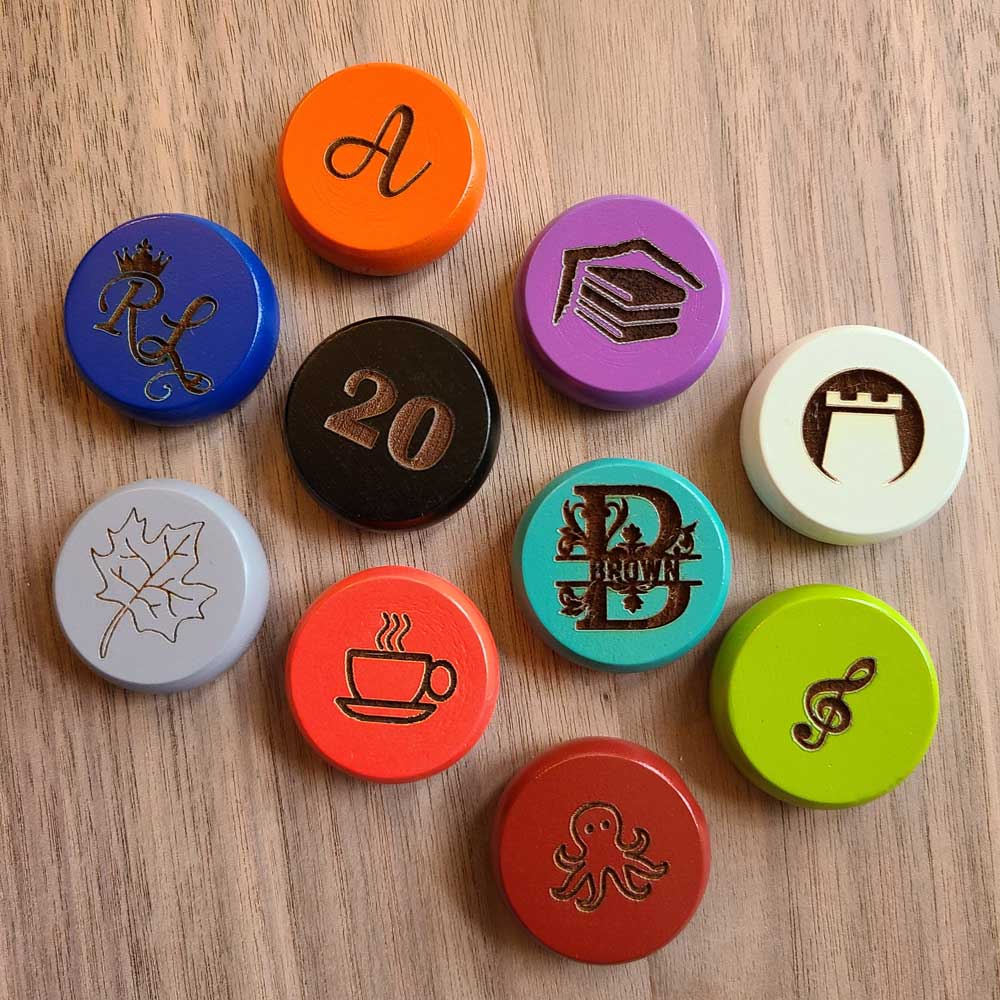 Custom Engraved 13 Wooden Crokinole Discs With Storage Case ...