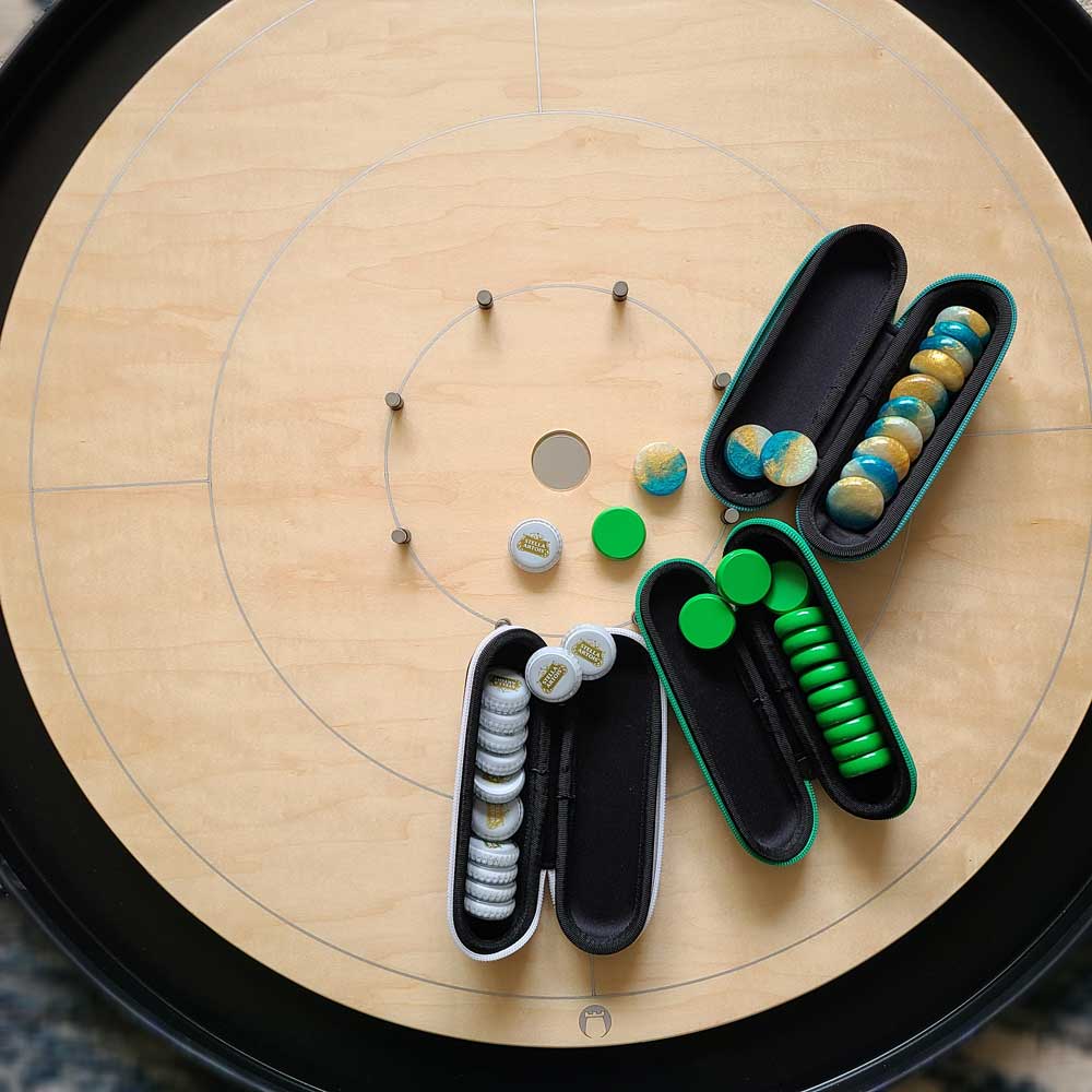 The Duke, Maple and Modern Metal Rail Crokinole Board with Heavy Duty ...