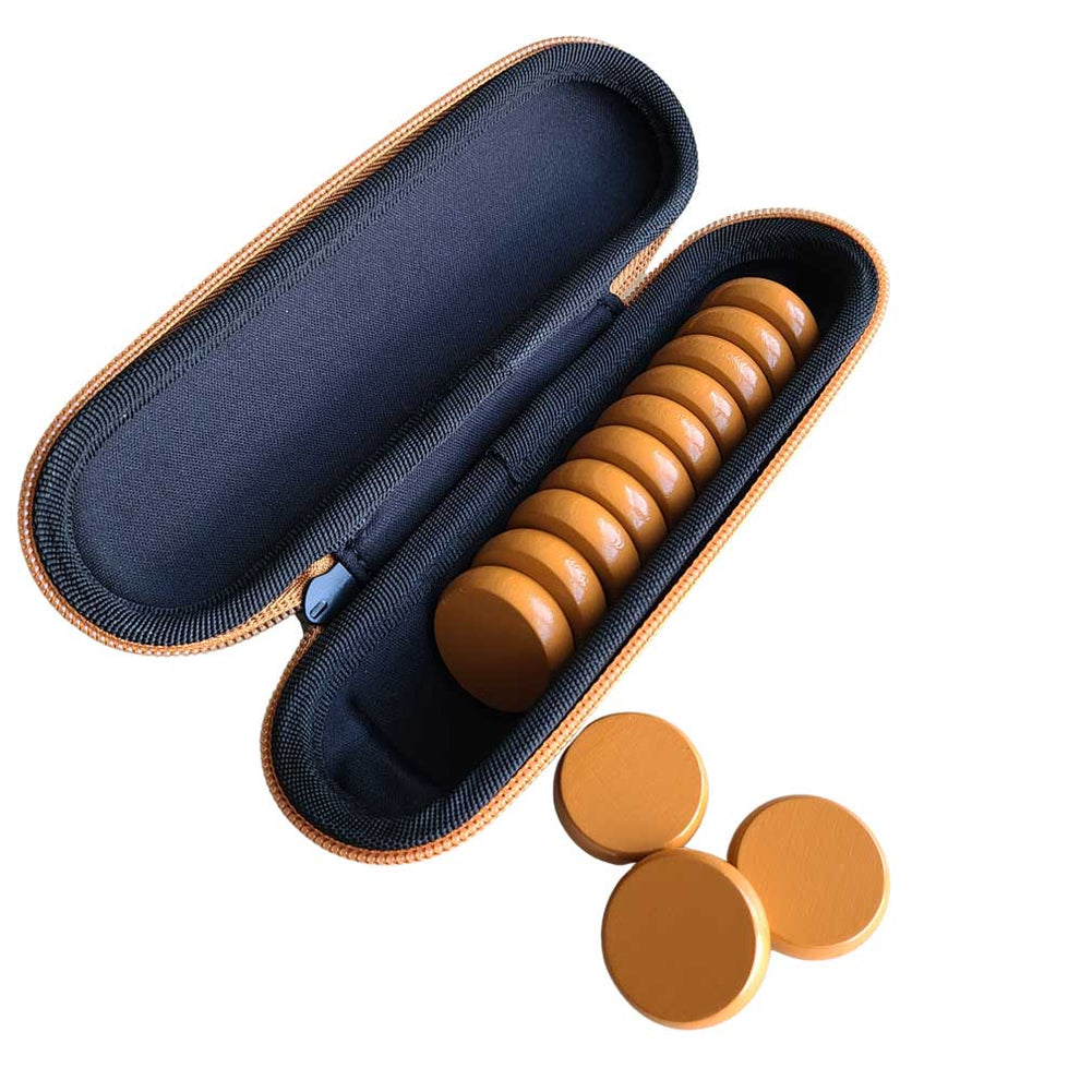 13 Premium Glazed Wooden Crokinole Discs with Storage Case ...